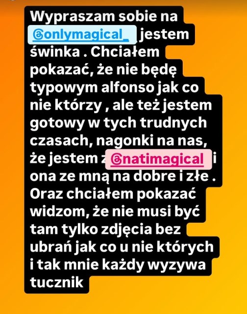 Daniel Magical udaje świnię na niebieskiej platformie "Wstydziłem się ...