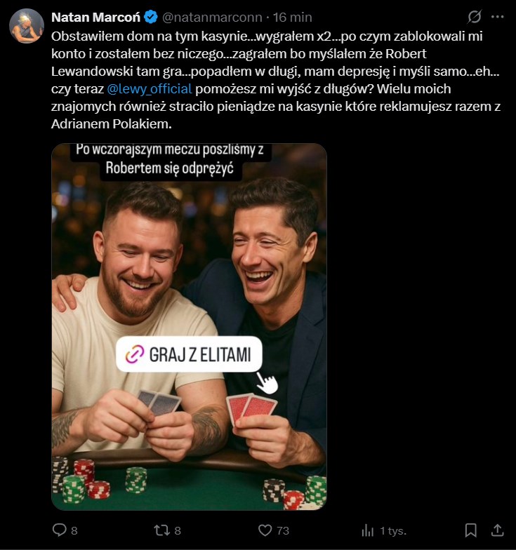 Adrian Polak, polski influnecer naprawdę użył wizerunku Roberta ...